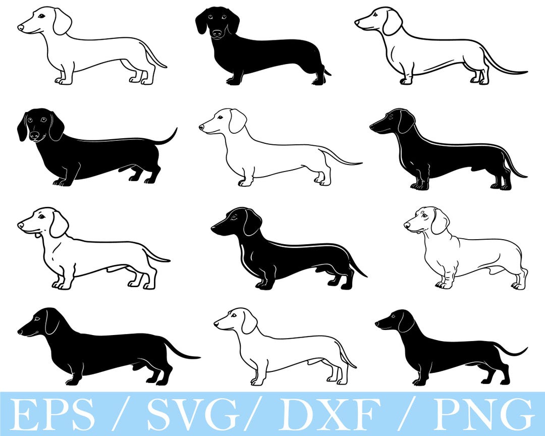 Dachshund Silhouette SVG: Weiner Dog Vector Graphics (digital Download ...