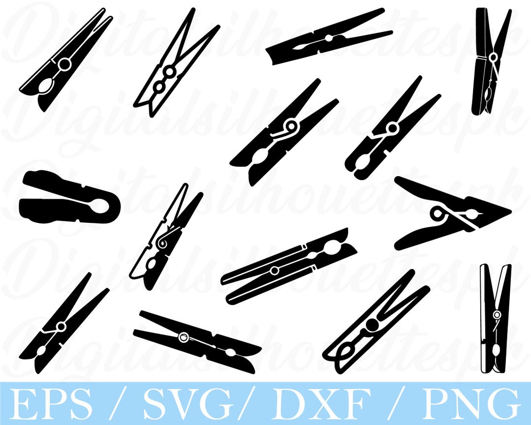 Clothes Peg SVG Bundle: Clothespin Silhouette, Vector Graphics (digital ...