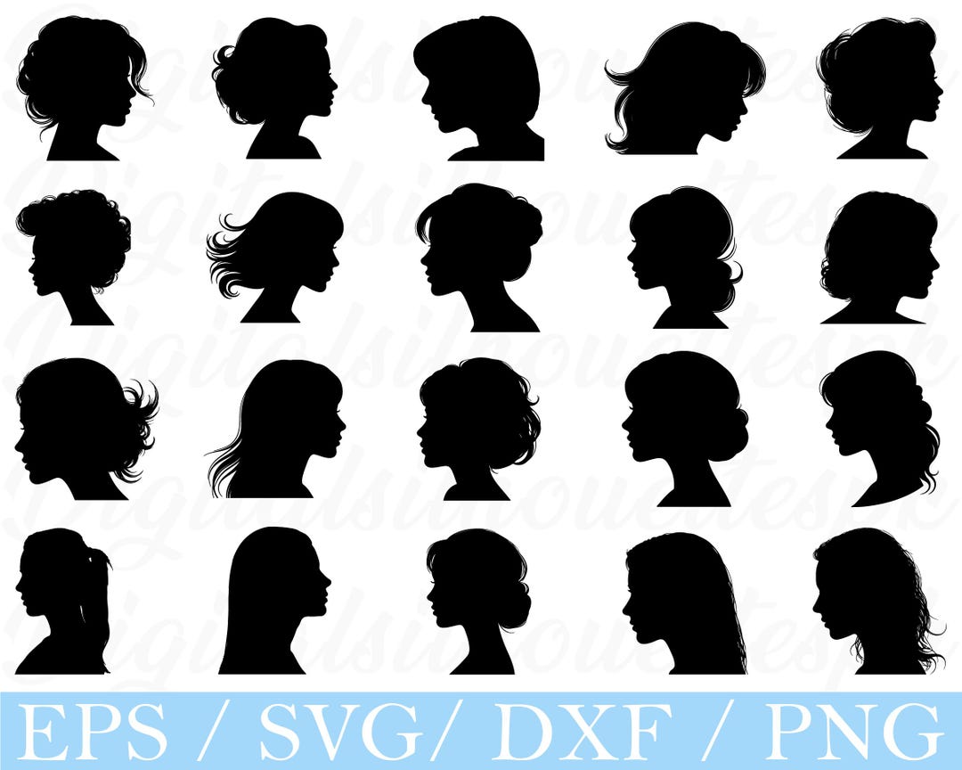 Woman Head Profile Svg, Female Profile Silhouette, Dxf, Png - Etsy