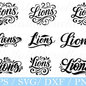 Lions Typography Svg, Lions Text Silhouette, Dxf, Png - Etsy