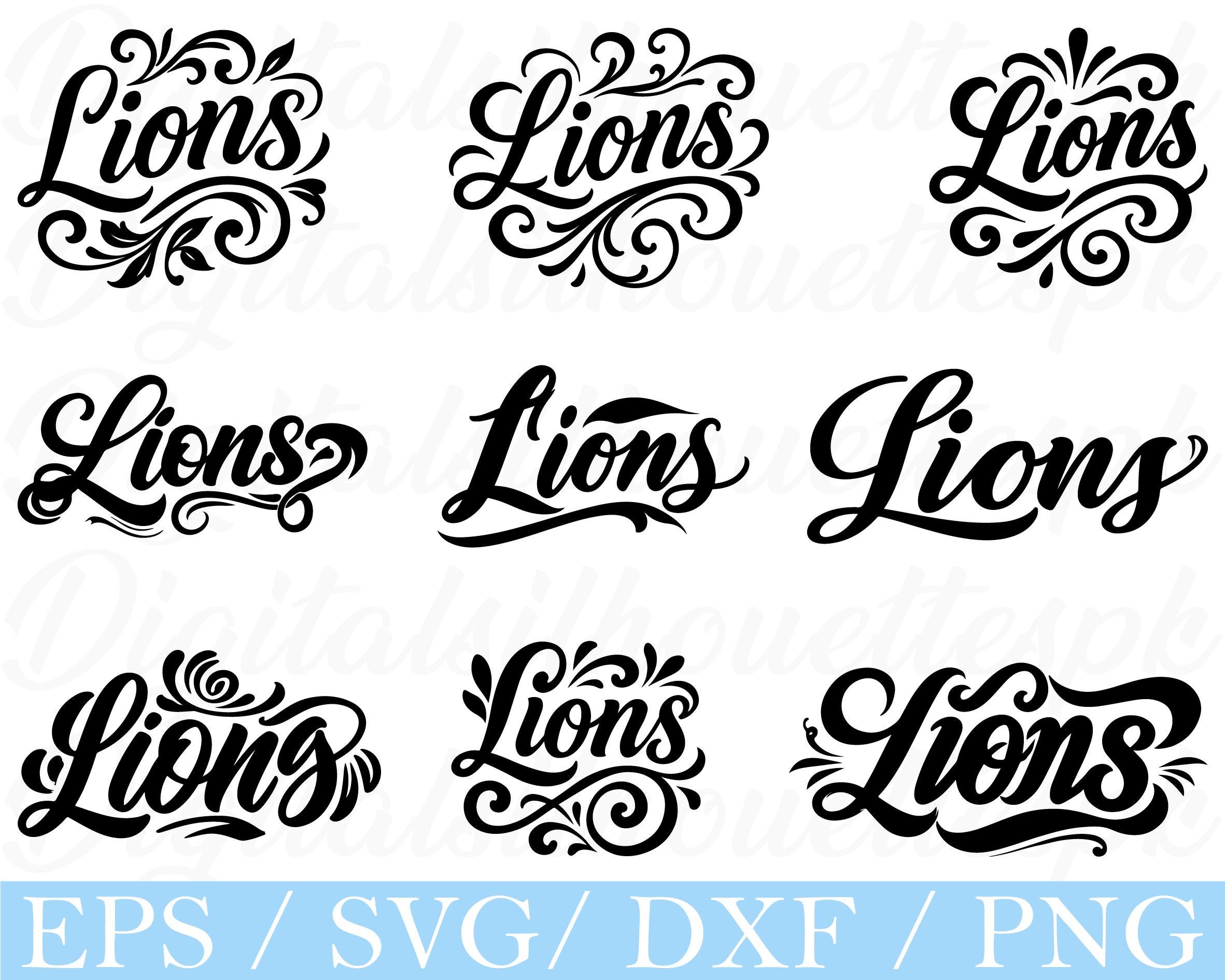 Lions Typography Svg, Lions Text Silhouette, Dxf, Png - Etsy