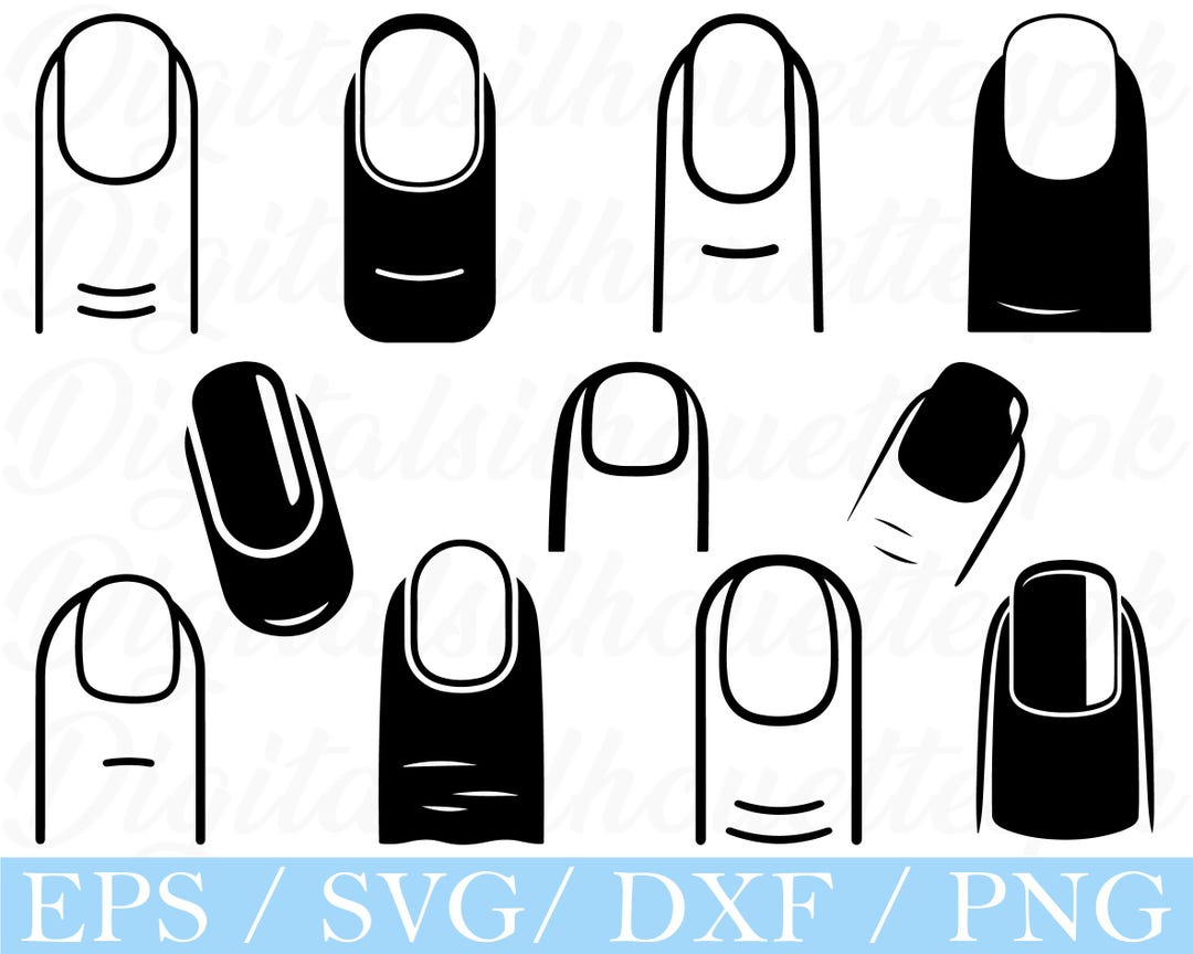 Fingernail Svg, Fingernail Silhouette, Fingernail Cut File, Dxf, Png - Etsy