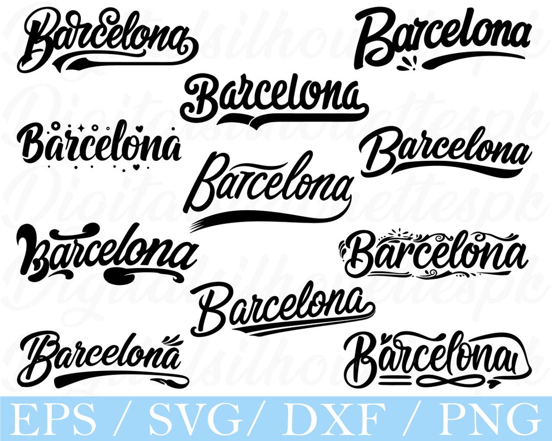 Barcelona Typography Svg, Barcelona Text Silhouette, Dxf, Png - Etsy