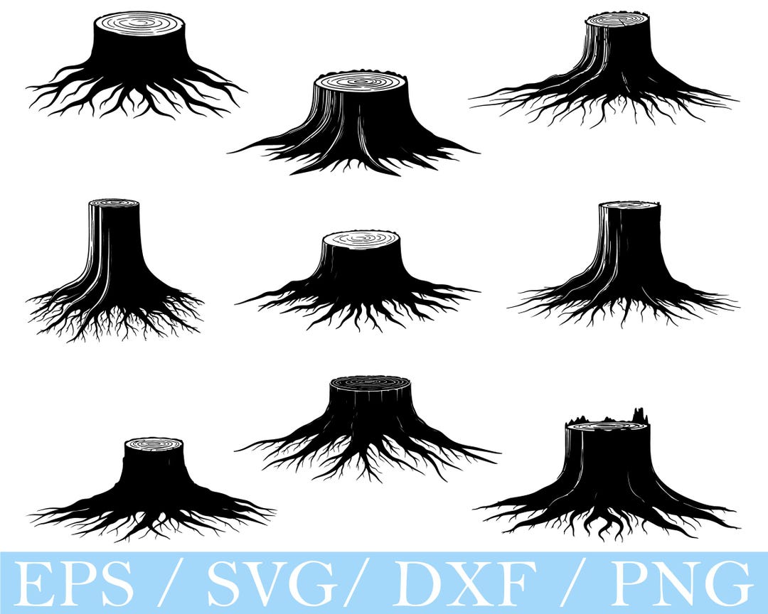 Tree Stump Silhouette SVG: Roots Cut File (digital Download) - Etsy