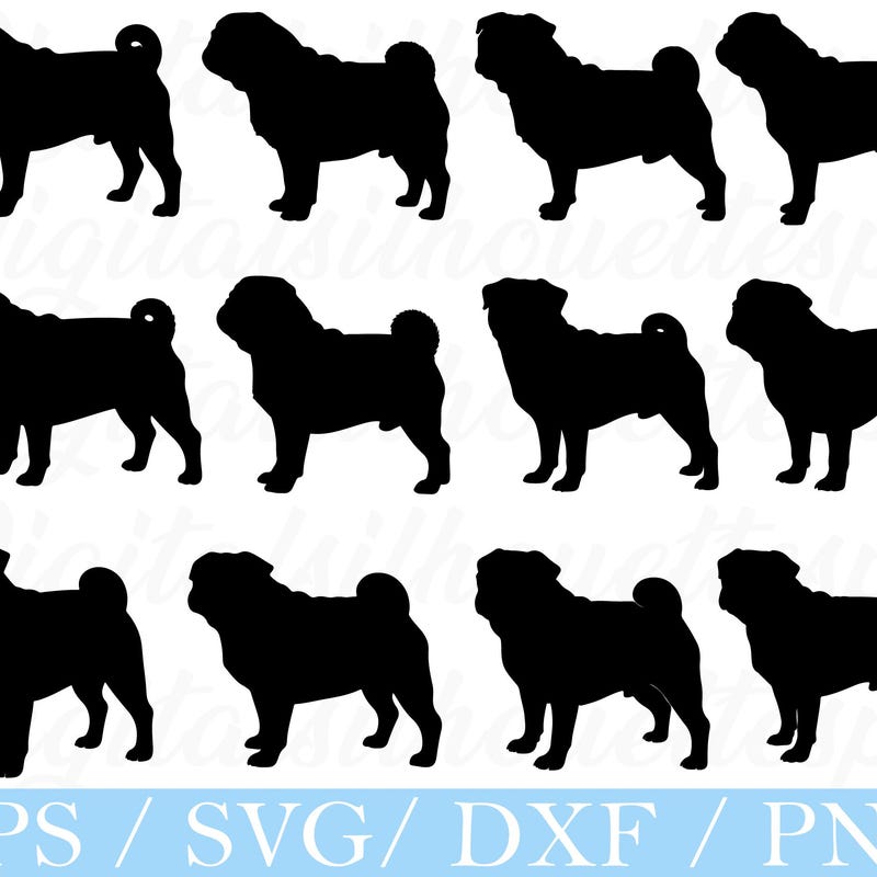 Pug Drawing Vector - Etsy