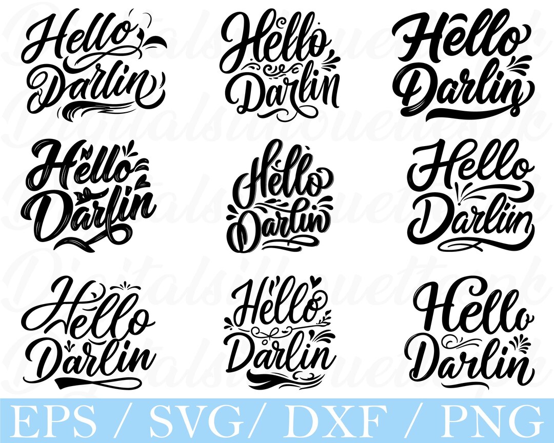 Hello Darlin Typography, Svg, Dxf, Png - Etsy