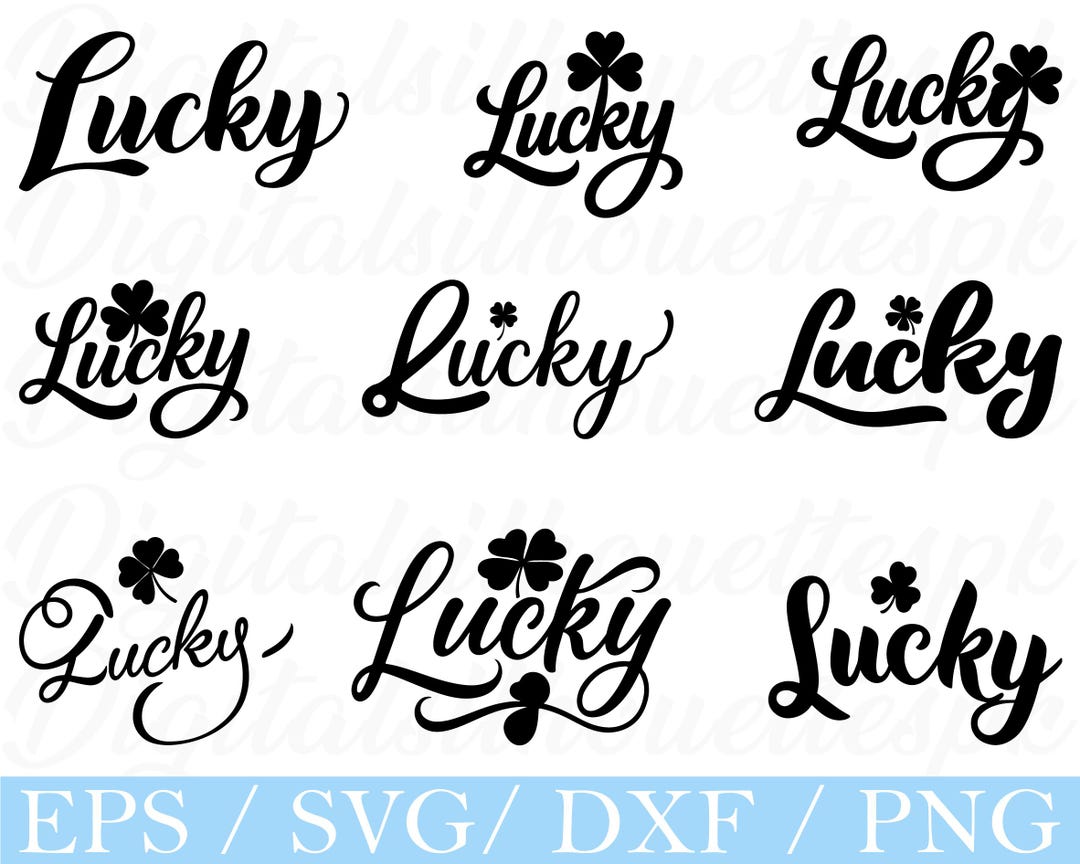 Lucky Typography Svg, Lucky Vector, Dxf, Png - Etsy