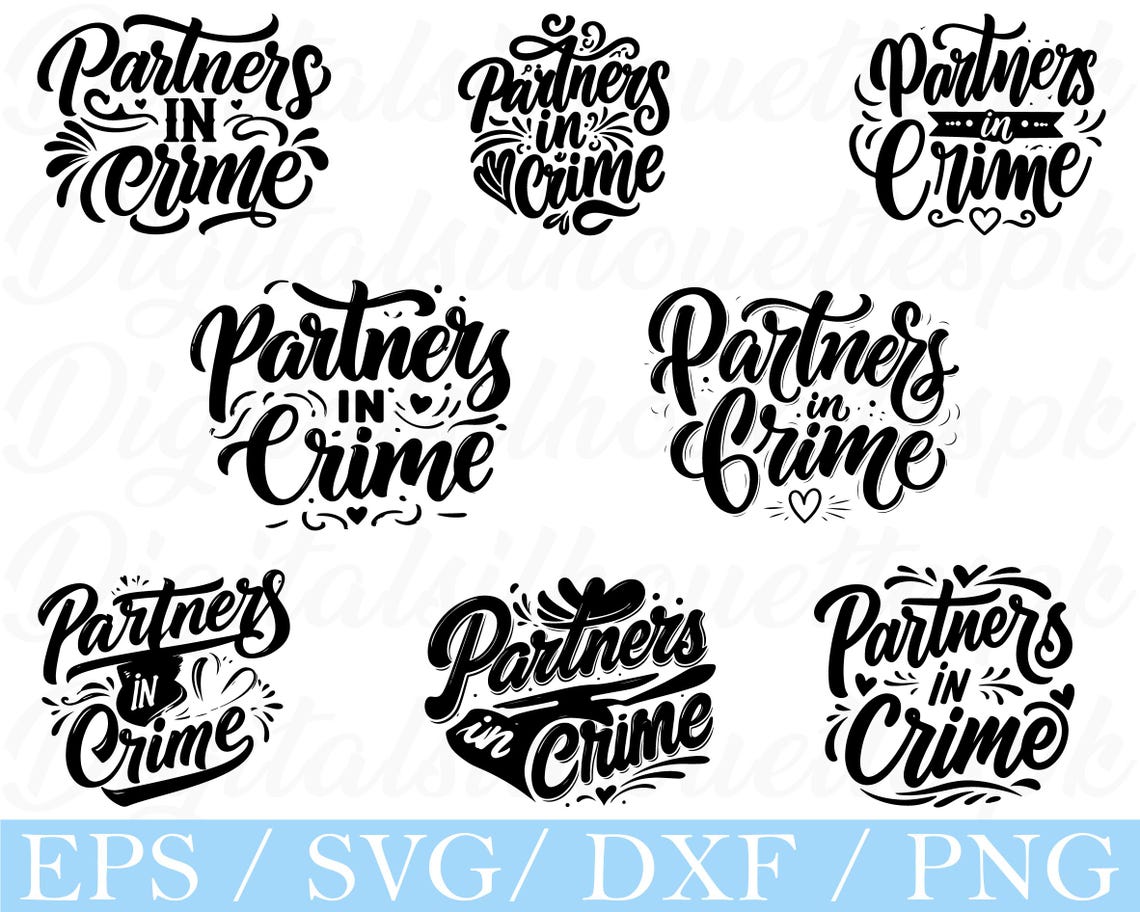 Partners in Crime Typography Svg, Dxf, Png - Etsy
