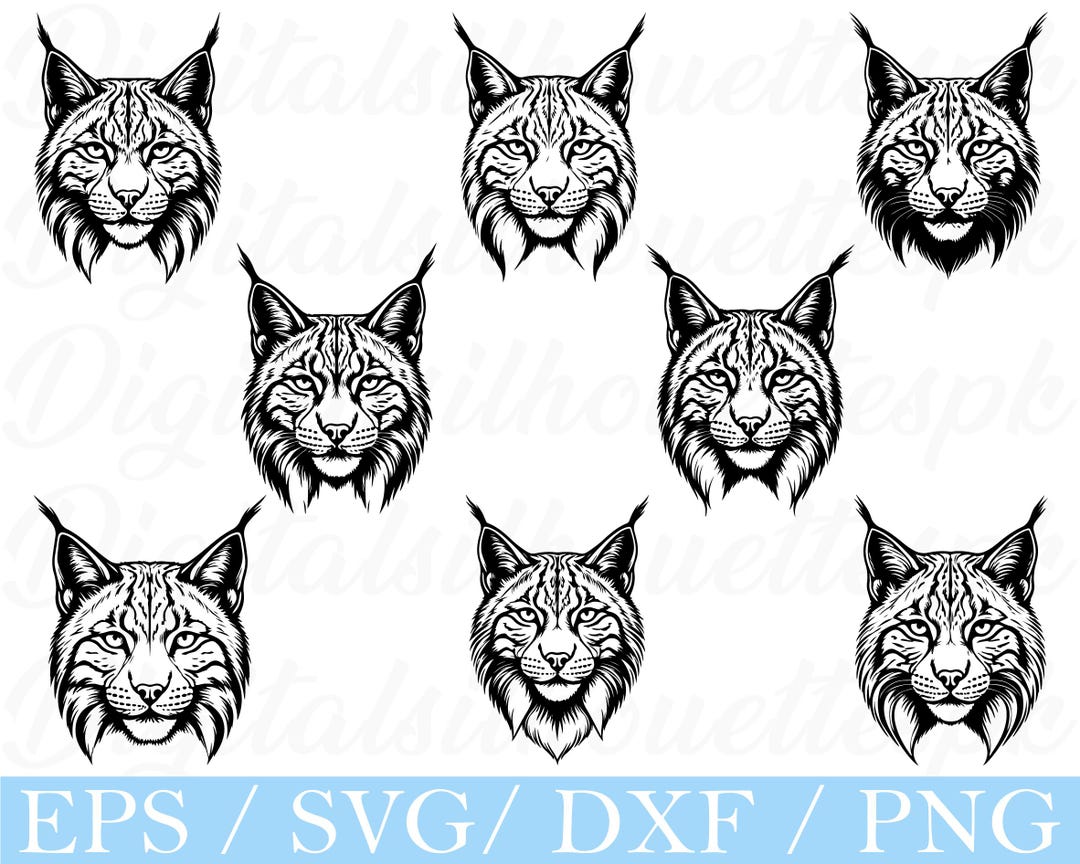 Lynx Head Silhouette: SVG, PNG, DXF Cut Files (digital Download - Etsy