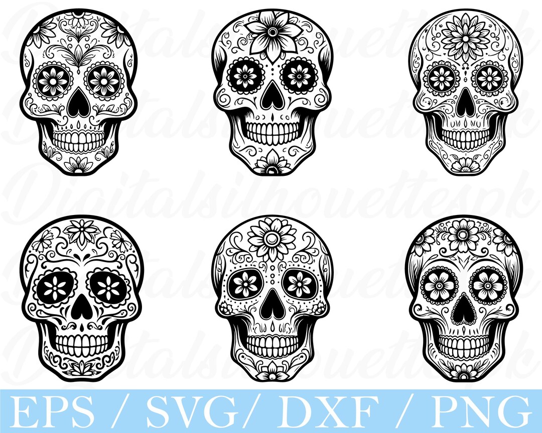Sugar Skull Vector Art: SVG, PNG, DXF Files (digital Download) - Etsy