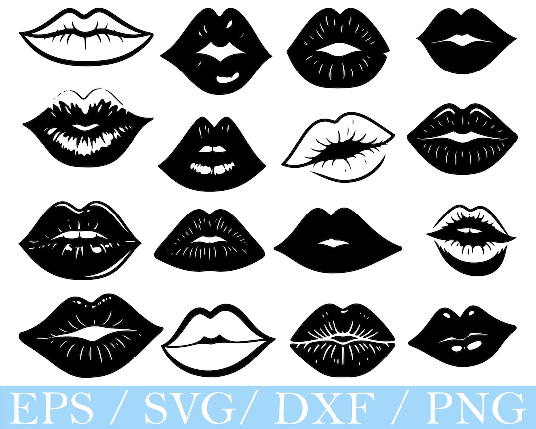 Kissing Lips Silhouette: Vector Art, SVG, DXF, PNG (digital Download) - Etsy