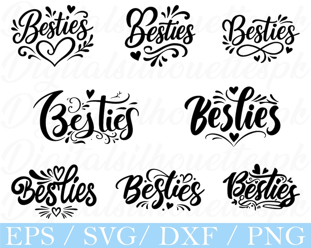Besties Typography SVG Bundle: Friendship Quote Graphics (digital ...