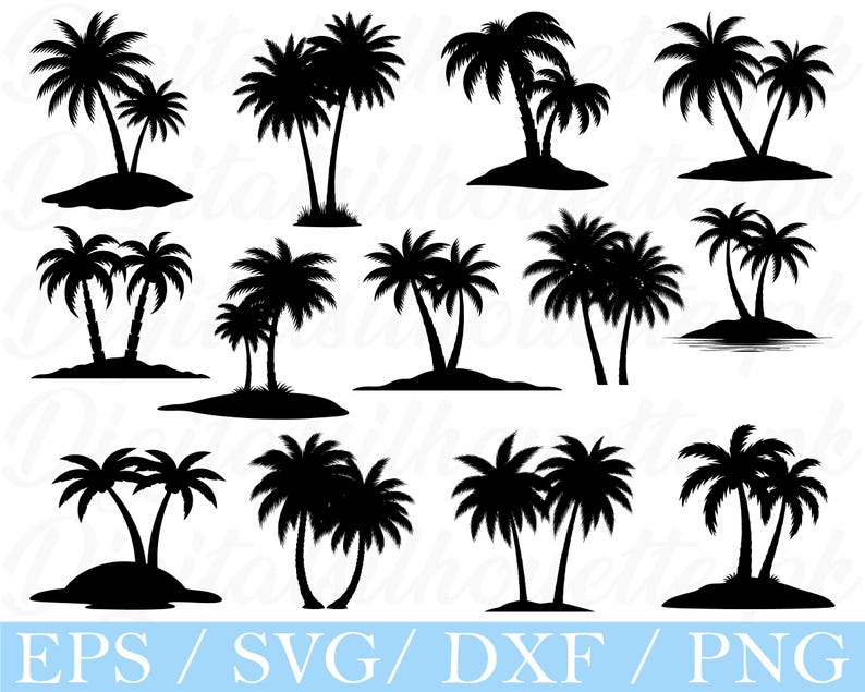 Palm Tree Island Svg, Palm Tree Silhouette, Palm Tree Cut File, Dxf ...