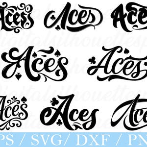 Aces Typography Svg, Aces Text Silhouette, Dxf, Png - Etsy