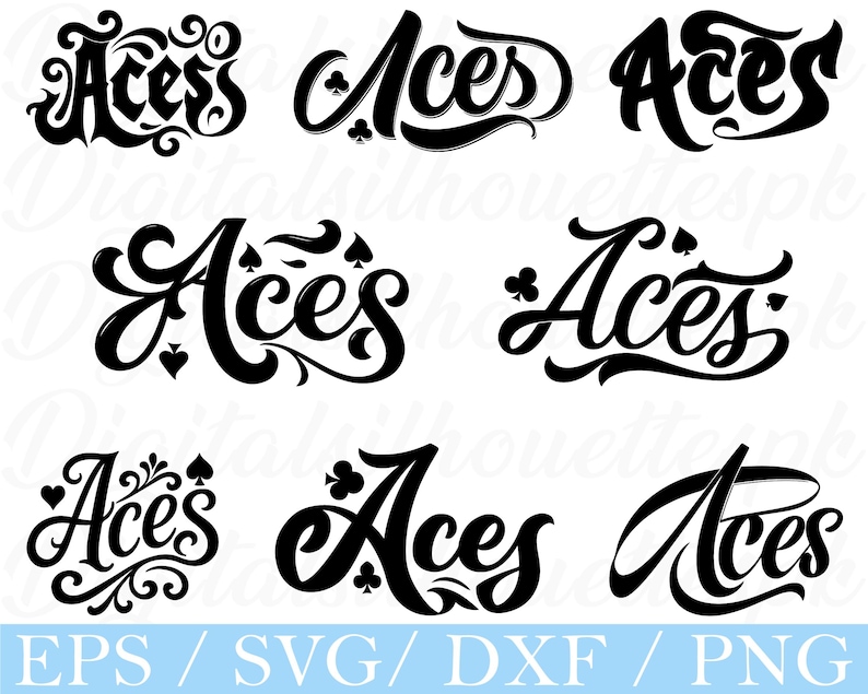 Aces Typography Svg, Aces Text Silhouette, Dxf, Png - Etsy