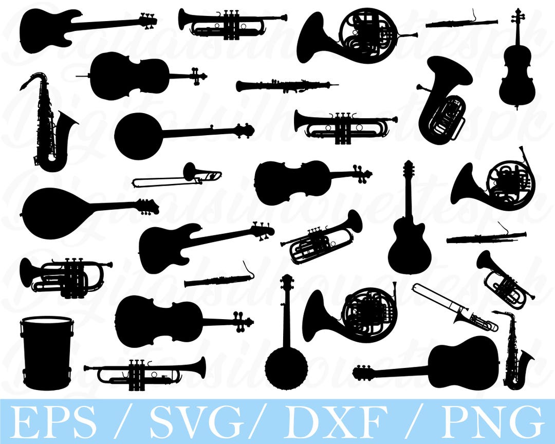 Musical Instruments Svg, Musical Instrument Silhouette, Dxf, Png - Etsy
