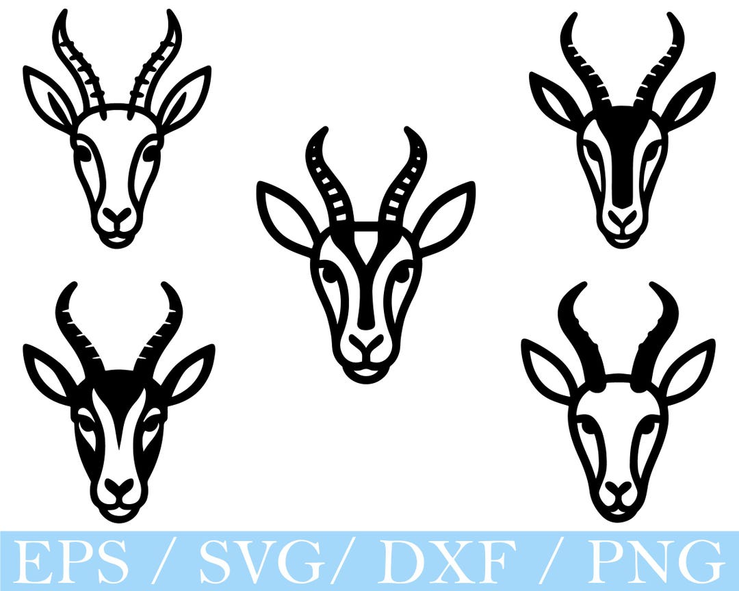 Springbok Antelope Head SVG: Silhouette Vector Graphics (digital ...