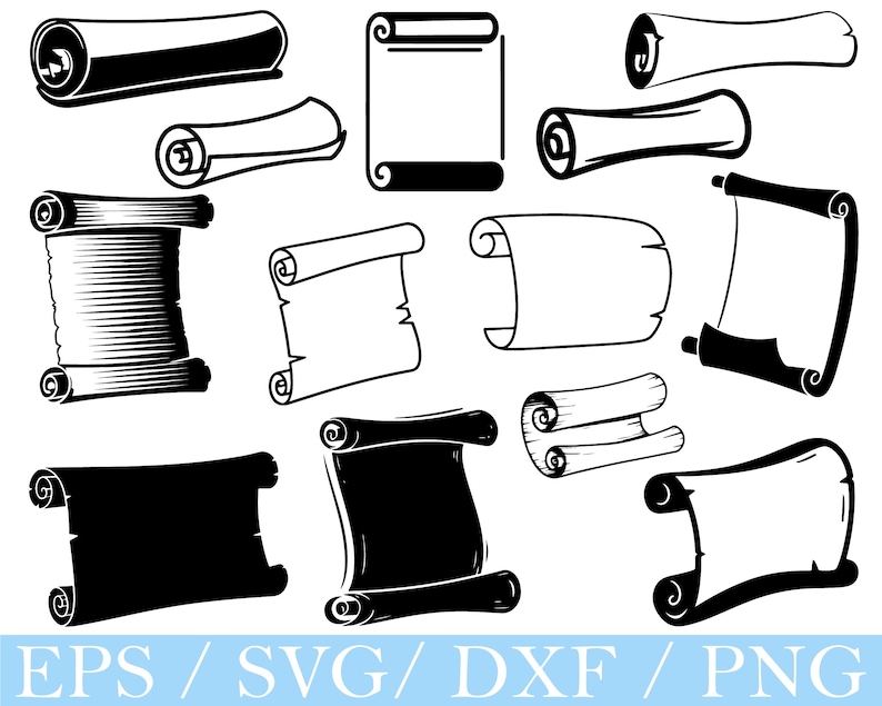 Scroll Paper Svg, Scroll Paper Silhouette, Scroll Paper Vector, Dxf ...
