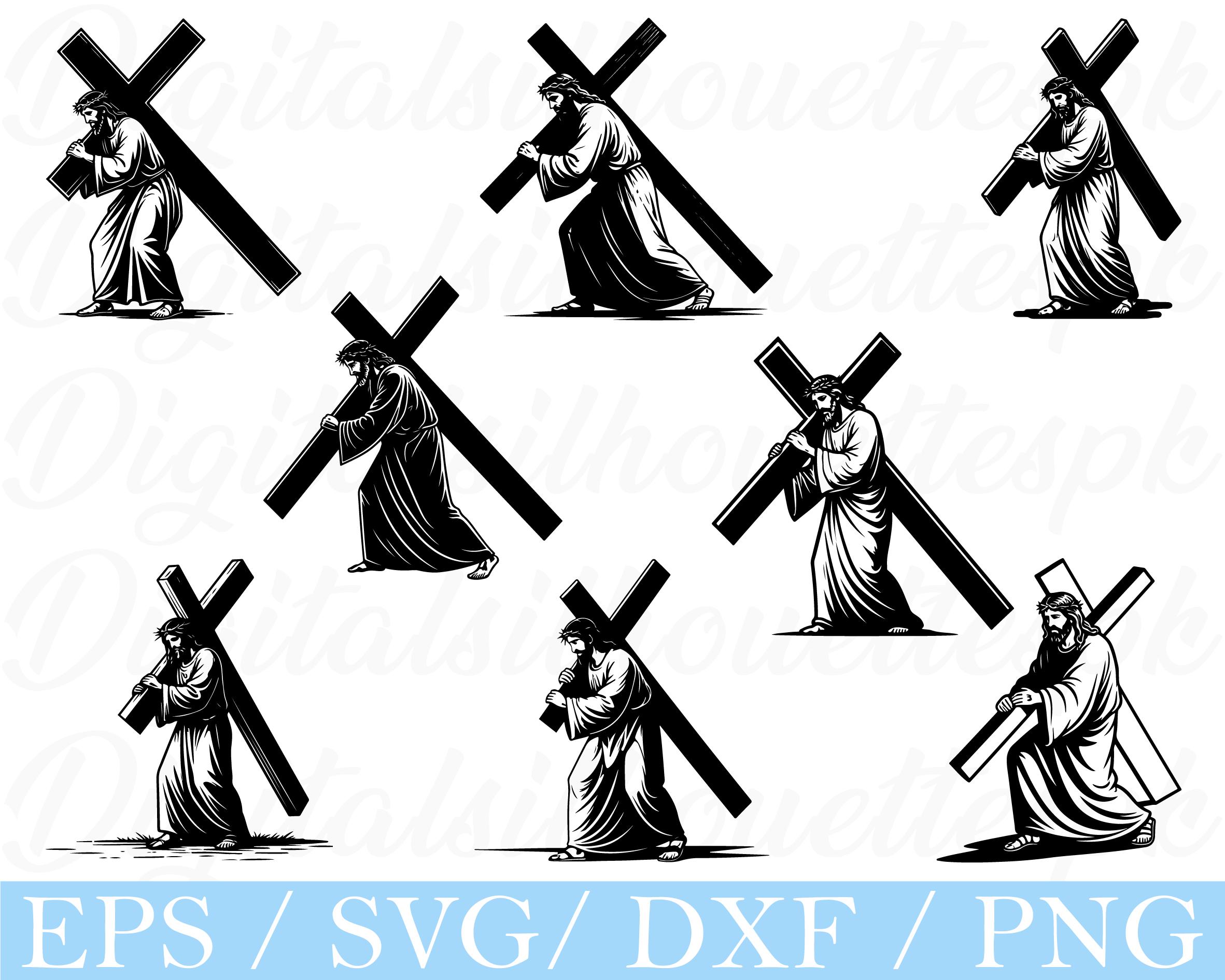 Jesus Carrying Cross Svg, Jesus Carrying Cross Sign Silhouette, - Etsy