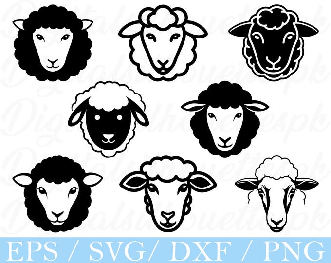Sheep Face SVG, Realistic Sheep Face SVG, Sheep SVG, Sheep Clipart ...