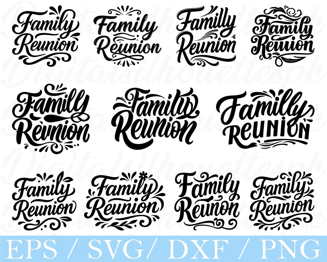 Family Reunion Typography SVG Bundle: Text Silhouette (digital Download ...