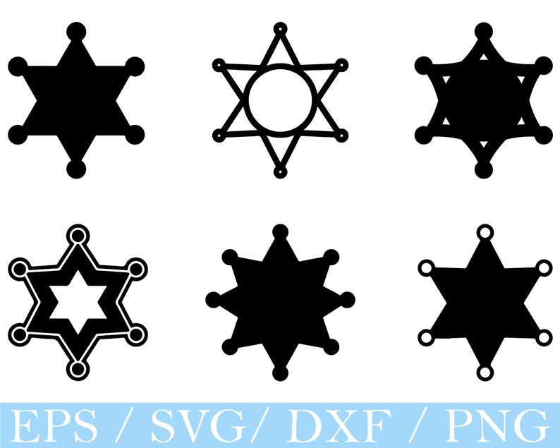 Sheriff Star SVG: Western Silhouette Vector Graphics (digital Download ...