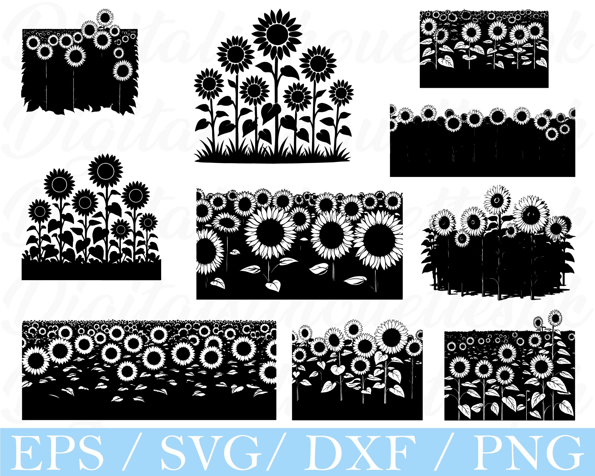 Sunflower Field Svg, Sunflower Files Silhouette, Dxf, Png - Etsy