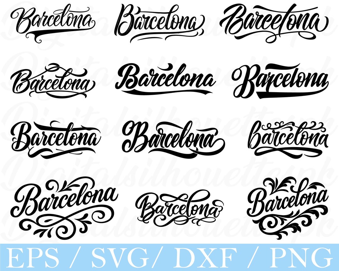Barcelona Typography Svg, Barcelona Text Silhouette, Dxf, Png - Etsy