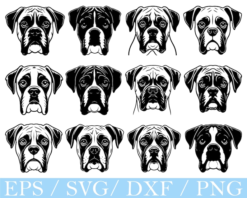 Boxer Dog Face Svg, Boxer Dog Silhouette, Boxer Dog Cut File, Boxer Dog ...