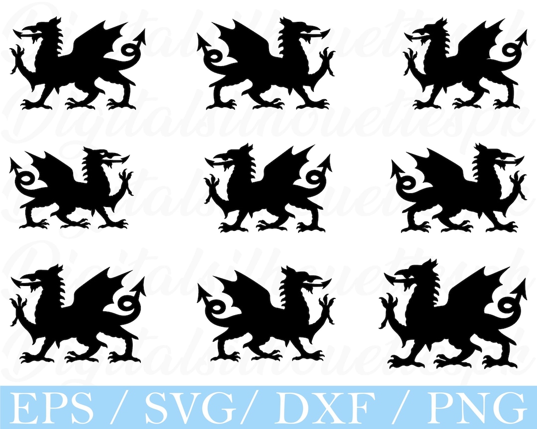 Welsh Dragon Svg, Welsh Dragon Silhouette, Dxf, Png - Etsy