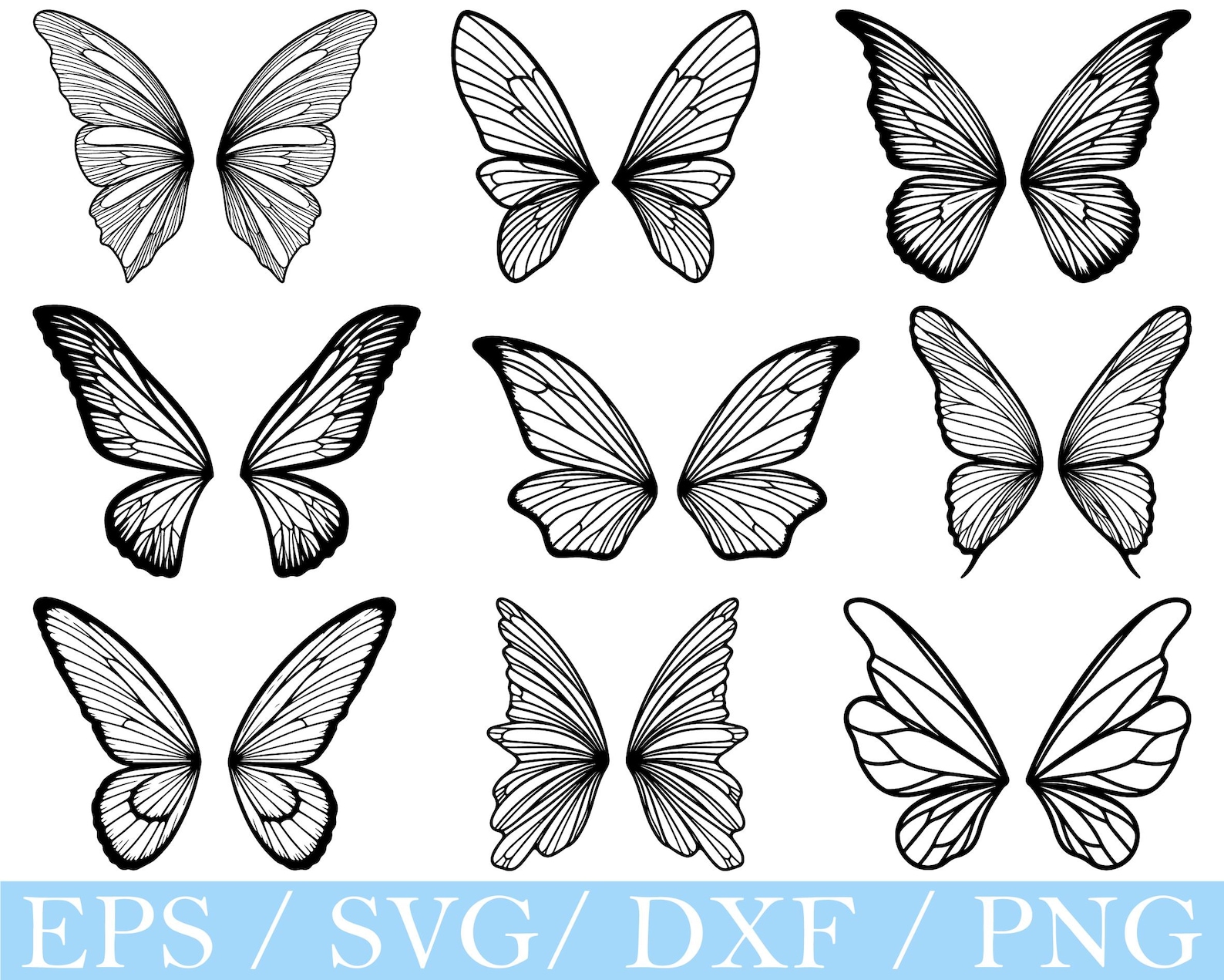 Fairy Wings SVG Cut Files: Silhouette, DXF, PNG (digital Download ...