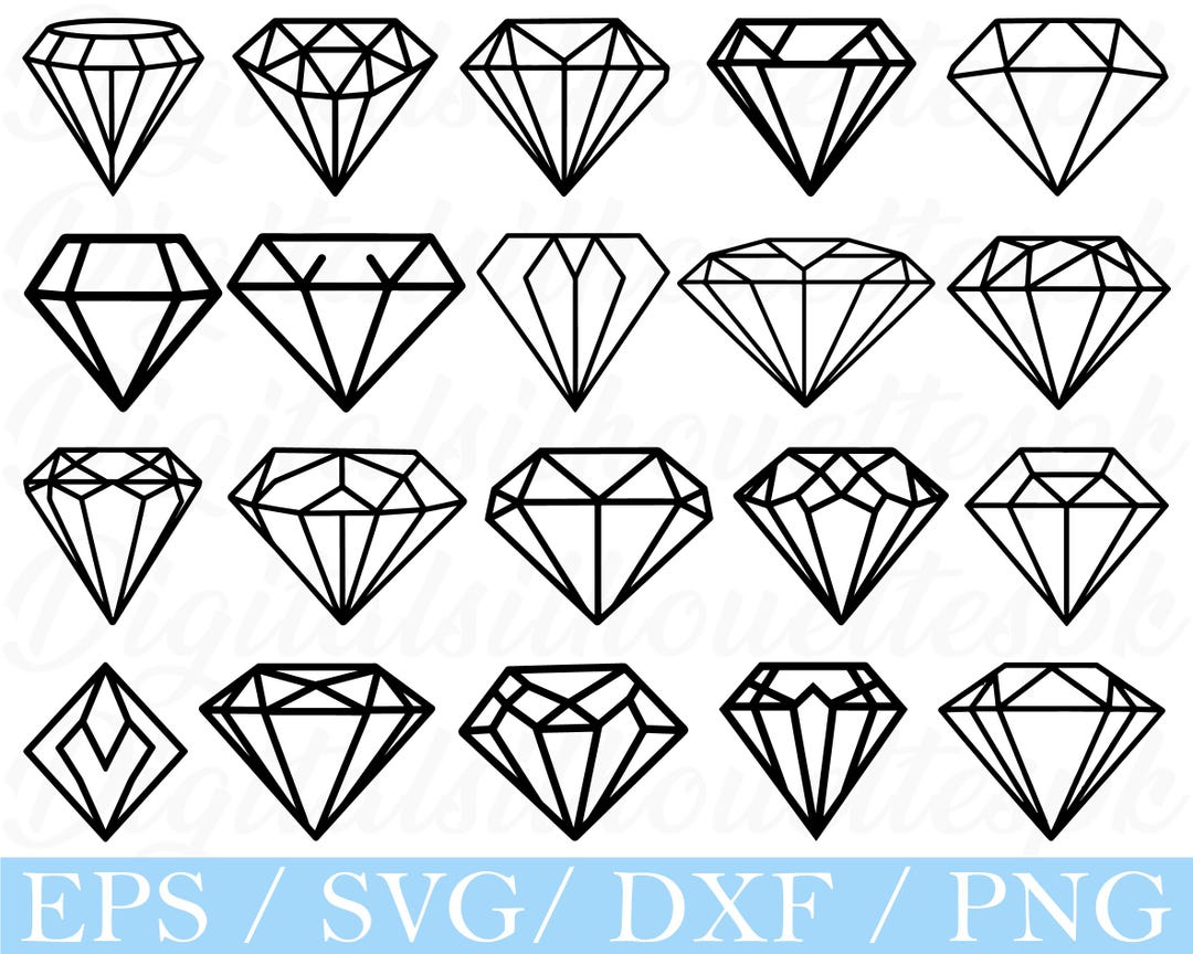 Outlined Diamond Shape Svg, Diamond Shape Silhouette, Dxf, Png - Etsy