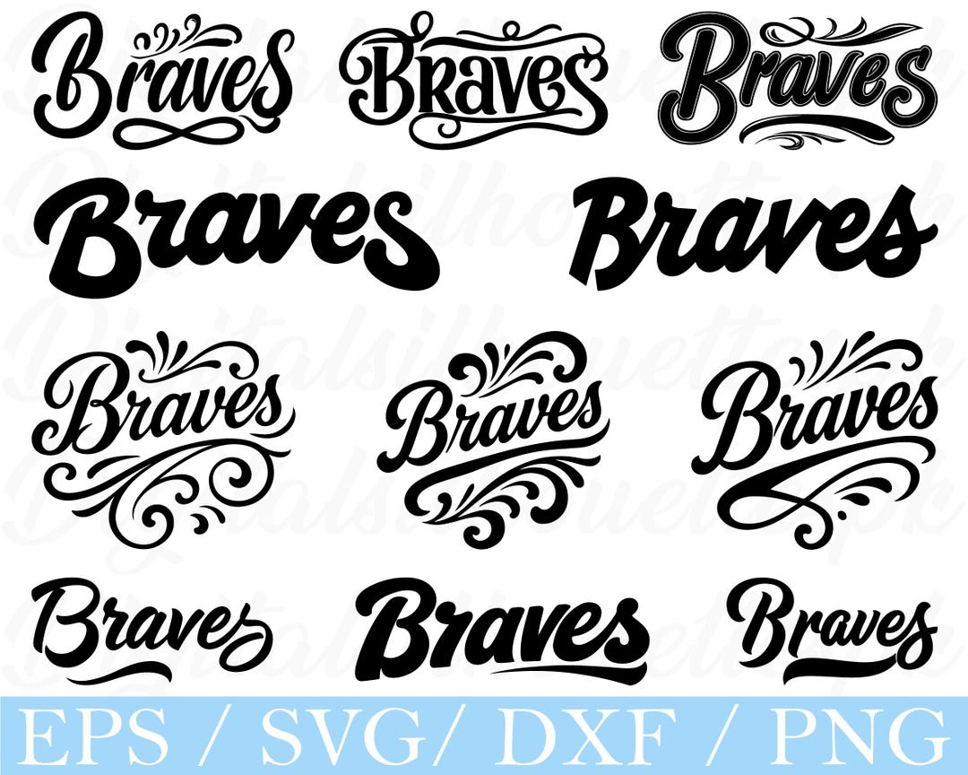 Braves Typography Svg, Braves Text Silhouette, Dxf, Png - Etsy