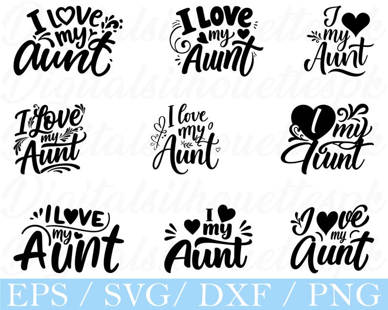 I Love My Aunt Typography Svg, Dxf, Png - Etsy