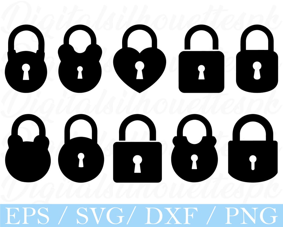 Lock Svg, Lock Silhouette, Dxf, Png - Etsy Canada