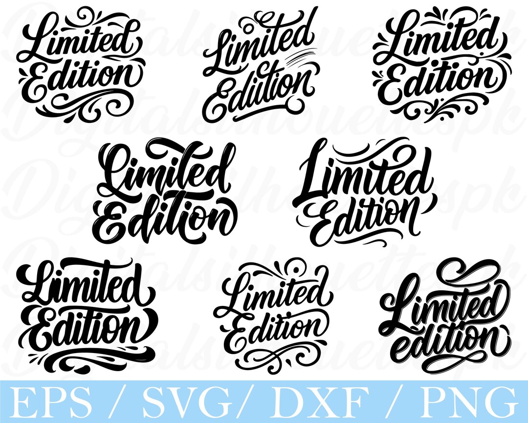 Limited Edition Typography SVG Bundle: Text Silhouette (digital ...