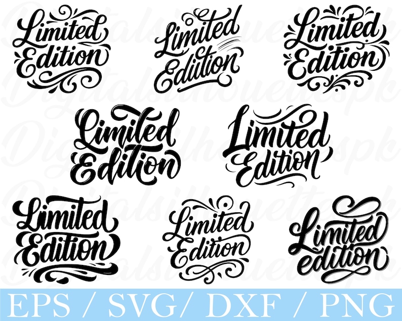 Limited Edition Typography SVG Bundle: Text Silhouette (digital ...