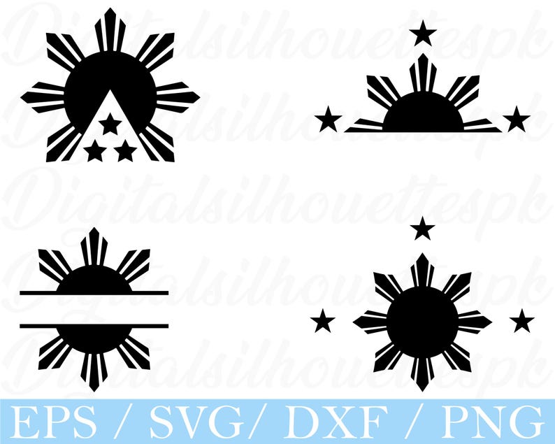 Philippine Sun and Star Symbol: SVG, DXF, PNG Files (digital Download ...