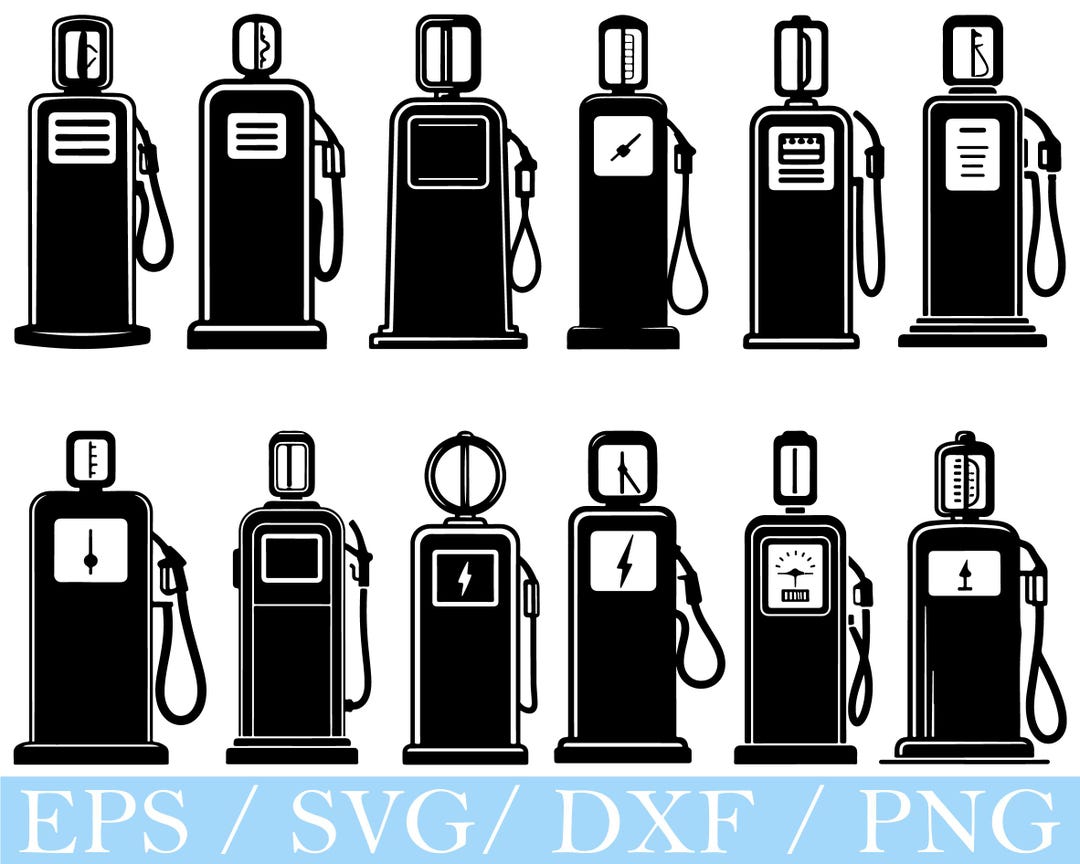 Vintage Gas Station Silhouette: SVG, PNG, DXF Files (digital Download ...