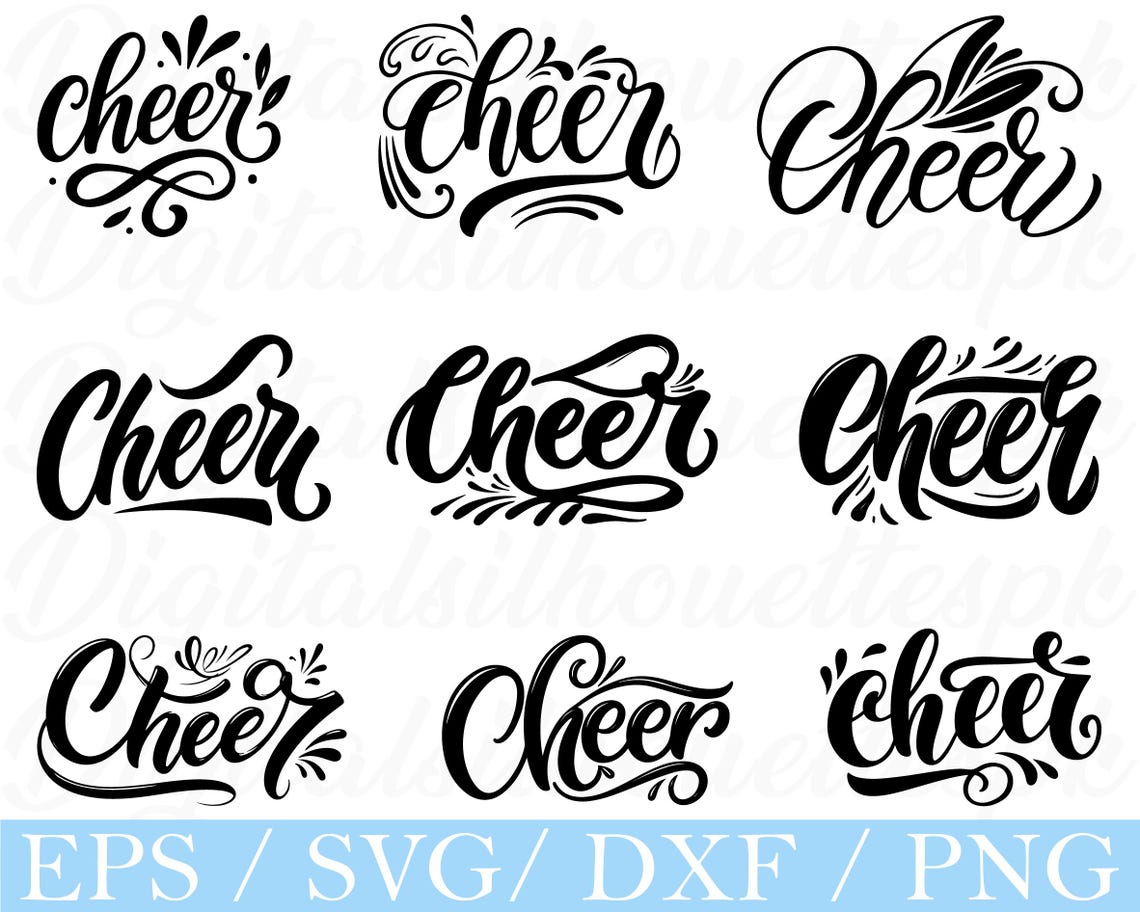 Cheer Typography Svg, Cheer Text Silhouette, Dxf, Png - Etsy
