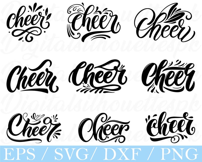 Cheer Typography Svg, Cheer Text Silhouette, Dxf, Png - Etsy