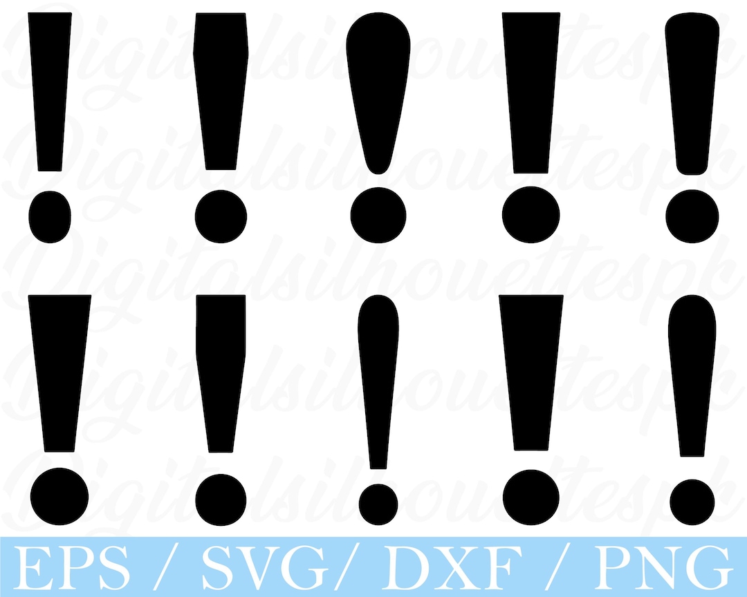 Exclamation Mark SVG Bundle: Silhouette, Vector Graphics (digital ...