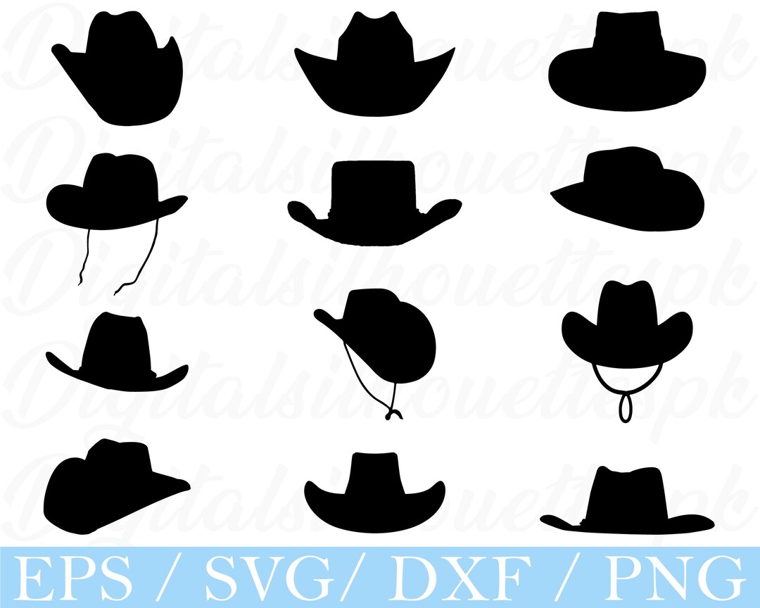 Cowboy Hats Svg Cowboy Hat Silhouette Dxf Png Etsy