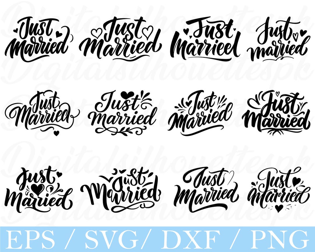 Just Married Typography Svg, Just Married Text Silhouette, Dxf, Png - Etsy