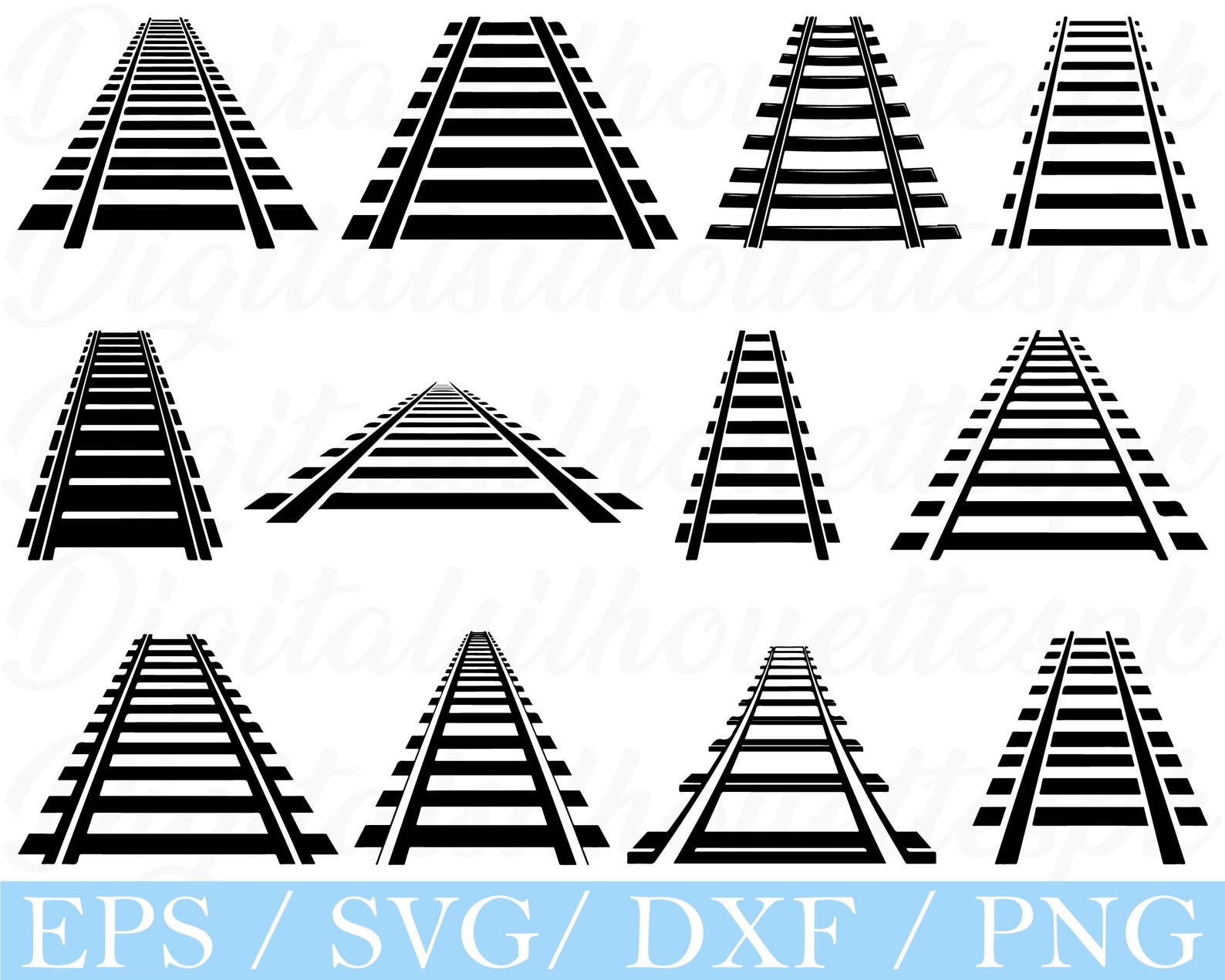Railway Track Silhouette: SVG, DXF, PNG Cut Files (digital Download) - Etsy