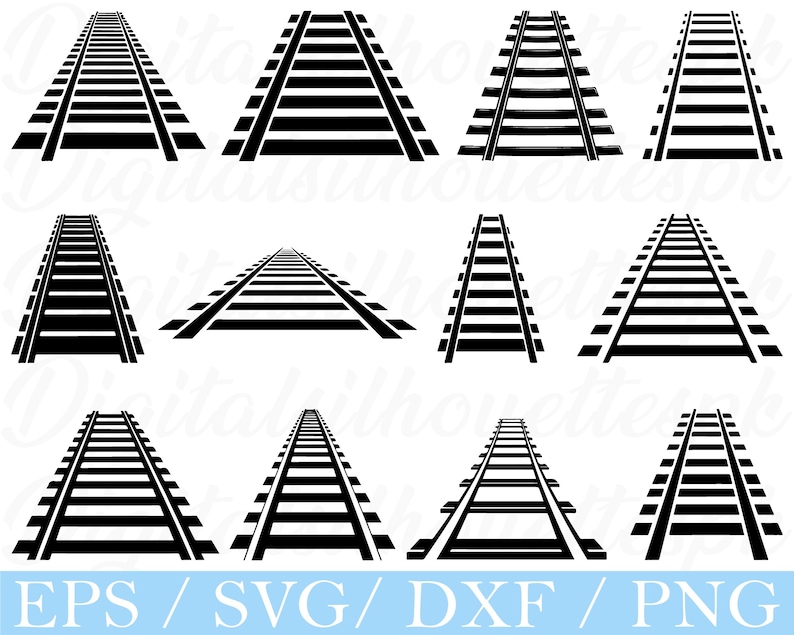 Railway Track Silhouette: SVG, DXF, PNG Cut Files (digital Download) - Etsy