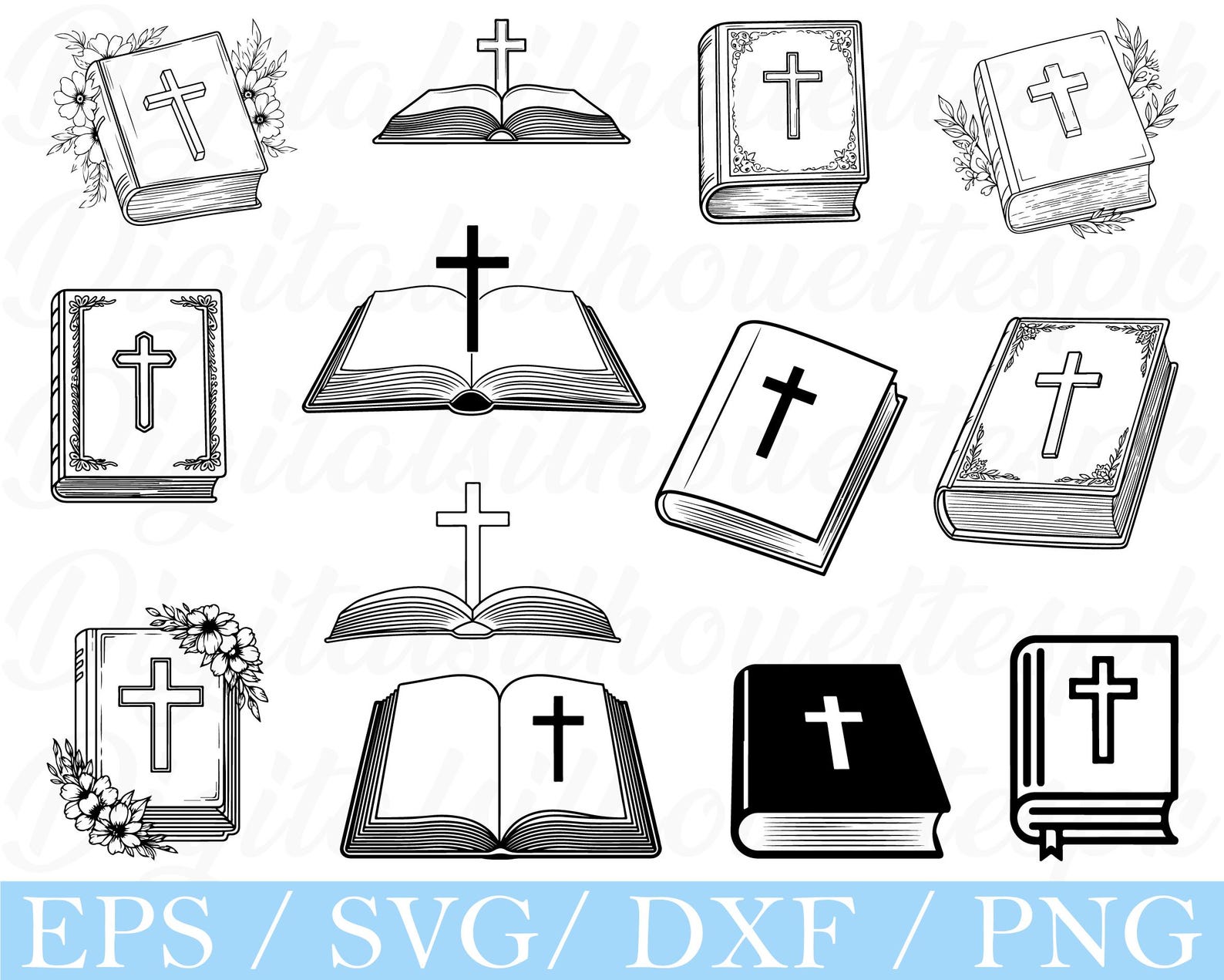 Bible Svg, Floral Bible Silhouette, Dxf, Png - Etsy