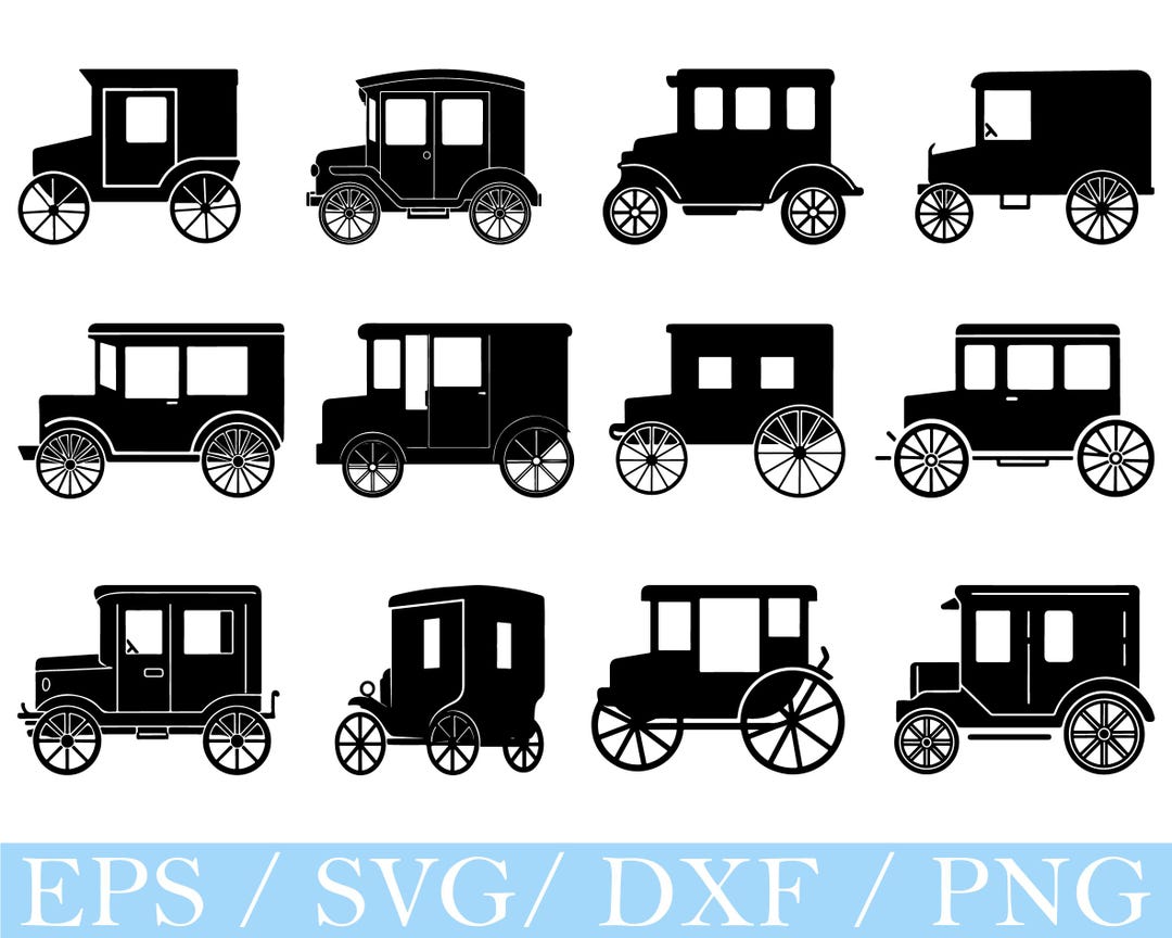 Amish Buggy Silhouette, Vintage Cart Clipart (SVG, PNG, DXF) - Etsy
