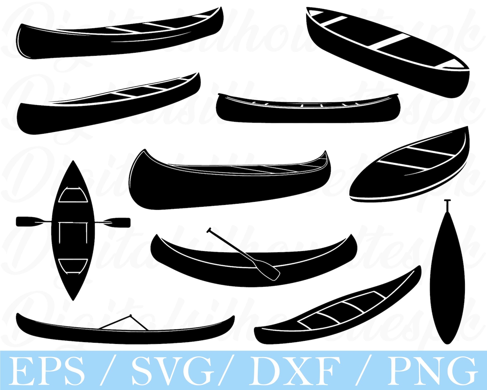 Canoe Svg, Canoe Silhouette, Canoe Vector, Dxf, Png - Etsy