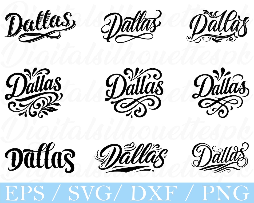 Dallas Typography Svg, Dallas Text Silhouette, Dxf, Png - Etsy
